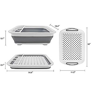 Collapsible Dish Drying Rack with Drain Board Tray Foldable Dish Drying Rack Pop up Dishes Dinnerware Organizer Dish Rack RV Accessories Camping Supplies Camper Accessories for Travel Trailers