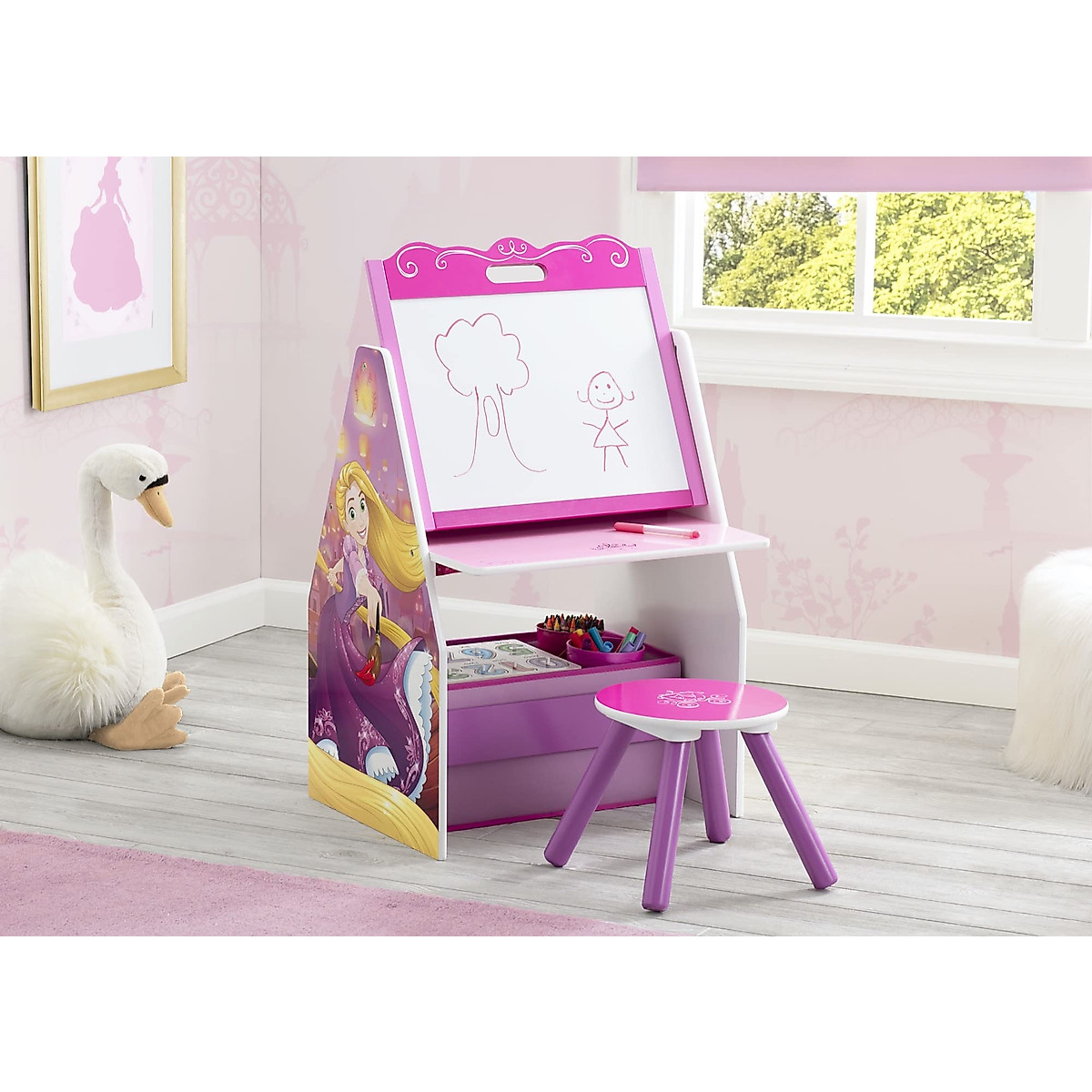 Delta Children Kids Easel and Play Station – Ideal for Arts & Crafts, Homeschooling and More- Greenguard Gold Certified, Disney Princess