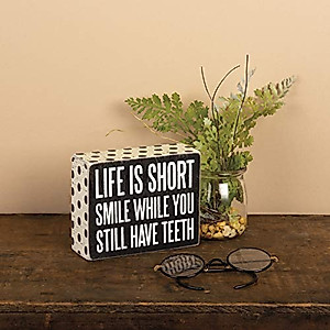 Primitives by Kathy 21238 Polka Dot Trimmed Box Sign, 4" x 5", Life is Short