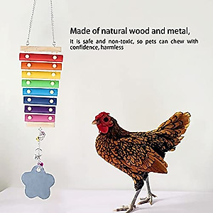 LZKW Chicken Xylophone Toy, Chicken Toys Chicken Coop Pecking Toy Non‑Toxic Natural with Mirror Bell 8 Metal Keys for Parrots for Attracting Chicken for Hens