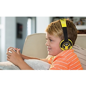 eKids Pokemon Pikachu Kids Bluetooth Headphones, Wireless Headphones with Microphone Includes Aux Cord, Volume Reduced Kids Foldable Headphones for School, Home, or Travel, Yellow