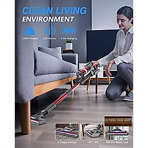 Fykee Cordless Vacuum Cleaner, Adjustable Mode Cordless Vacuum with Large Detachable Battery, 1.2L Dust Cup Ultra-Quiet Stick Vacuum Cleaner up to 35 mins Run Time for Carpet Hardwood Pet Hair