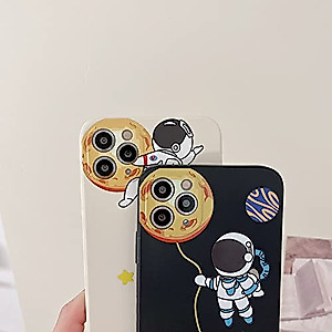 Yonds Queen for iPhone 13 mini Cute Case, Cartoon Astronaut Space Planet Design Stylish Bumper Cover Soft TPU Rubber Protective Anti-Slip Shockproof Case(iPhone 13 mini, Black Moon)