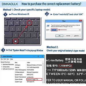 DMKAOLLK L15L4PC2 L15M4PC2 Laptop Battery for Lenovo Ideapad Yoga 710 15 710-15IKB 710-15ISK 710 14 710-14IKB 710-14ISK 710-14ISK-IFI Series Notebook 5B10K90778 5B10K90802 7.6V 53Wh/6974mAh