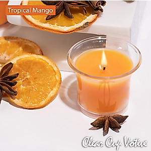 HYOOLA Clear Cup Scented Votive Candles - Winter Orange - 12 Hour Burn Time - 4 Pack - European Made