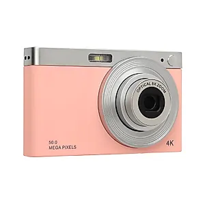 Compact Camera, 50MP Fill Light Portable Digital Camera, 2.88 Inch HD IPS Screen, 16X Zoom AntiShake for Travel (Pink)
