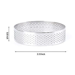 Lazycloud 9 Pack Round Tart Ring, Mousse Rings, Stainless Steel Heat-Resistant Perforated Mousse Rings, Metal Round Ring Mold