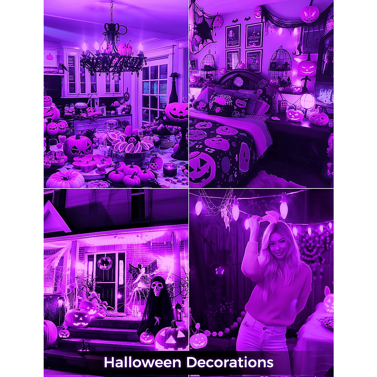 DORESshop LED Candle Purple Light Bulb - 4W (40Watt Equivalent) - E12 Base Purple LED Purple Bulb, Party Decoration, Porch, Home Lighting, Holiday Lighting, Chandelier Light Bulbs, Candelabra Bulbs