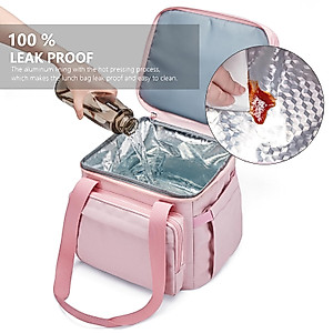 gelugee Lunch Bag Women,Double Deck Lunch Box for Men, Insulated Lunch Cooler Tote Bag, Waterproof Adult Lunchbox, 15L Large Pink Lunch Pail for Work Office Picnic