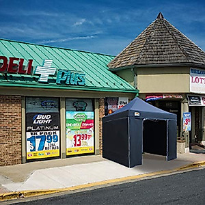 Tistent 10'x10' Pop Up Canopy Tent Commercial Instant Shelter with Heavy Duty Carrying Bag and 4 Removable Side Walls, 4 Canopy Sand Bags Black