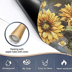 MAJO Farmhouse Sunflower Magnet Dishwasher Cover Farm Kitchen Decor, Painting Sunflower Butterfly Magnetic Refrigerator Panel Decal, Sunflower Art Fridge Decal (23" x 26"Magnetic)