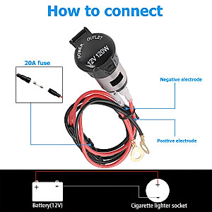 BESULEN 12V-24V Cigarette Lighter Socket, Female Cigarette Lighter Adapter with Extension Cable, Dustproof Plug Power Outlet Socket Replacement for Car Truck Motorcycle Boat Marine ATV RV and More