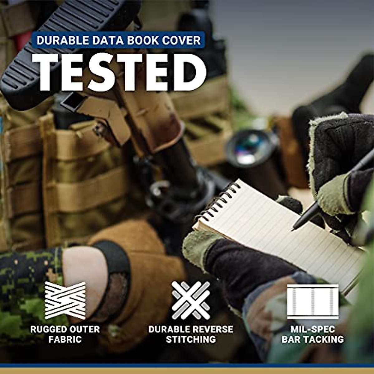 T3 Data Book Cover, Tactical Notebook Organizer Case, Heavy-Duty Document and Hiking Journal Case Multicam