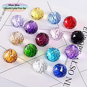 MerryNine 30mm/1.18" 15 Pack Crystal Ball Prism Sun Shine Catcher Rainbow Pendants Maker, Hanging Crystals Prisms for Windows, for Feng Shui (Multicolor)