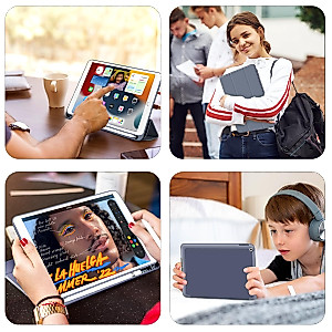 KenKe for iPad 9th Generation Case/ 8th Generation Case/ 7th Generation Case with Pencil Holder, For iPad 10.2 Inch 2021/2020/2019 Protective Case with Soft TPU Back,Auto Wake/Sleep Cover, Purple Gray