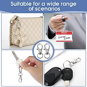 50 PCS in 25 Sets, Metal Swivel Lobster Claw Clasps, Keychain Clip with Large Key Ring, Premium Keychains Clips, Snap Hooks and Sturdy Key Rings, for Key Chain Making Kit，HnoaTovy (Silver)