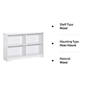 REALONE Industrial Storage Cube Wood Bookcase, 2 Tier 4 Cube Open Shelf Storage Cabinet, Multipurpose Bookshelf, Display Shelf for Office, Living Room, Bedroom, Hallway, Playroom(White)