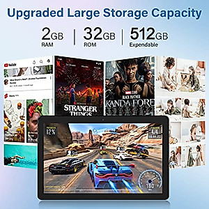 Android Tablet, 10 inch Android 11 Tablet, 2GB RAM 32GB ROM, 512GB Expand Android Tablet with 8000mAh Battery, Dual Camera, WiFi, Bluetooth, IPS HD Touch Screen, Google GMS Certified