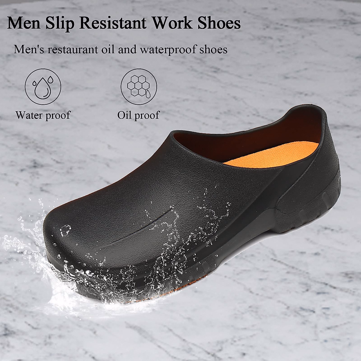 Men's Non Slip Work Shoes for Chef, Oil Resistant Chef Shoes for Men, Food Service Shoes for Restaurant, Zapatos de Cocina para Hombres Black