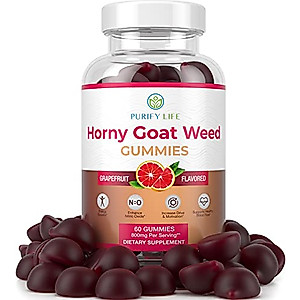 Potent Horny Goat Weed Gummies (60ct 800mg) Horny Goat Weed for Men & Women Epimedium Extract for Natural Energy Boost, Performance, Stamina, Drive - Natural Grapefruit Flavor [Upgraded Gummies]