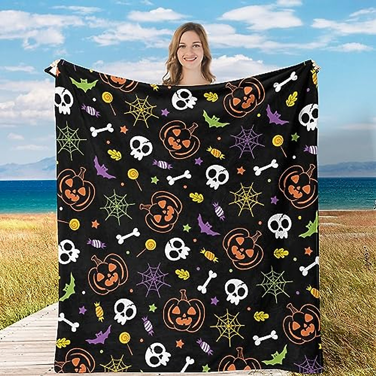 Halloween Blanket Pumpkin Throw Blankets Gifts for Kdis Adult Soft Flannel Lightweight Blanket Gift for Adult Mens Womens Decor for Bed Sof 60"x80"