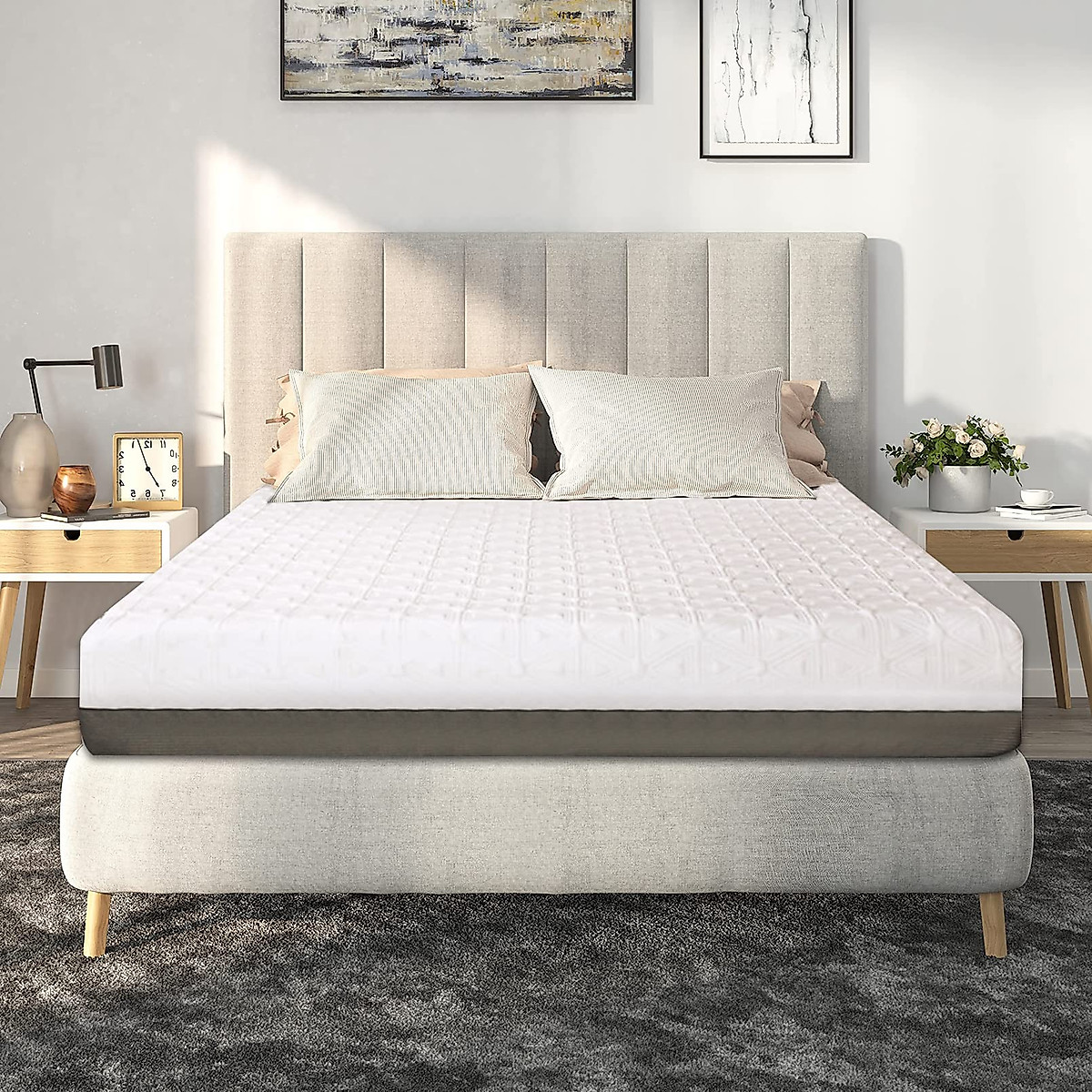 TMEOSK King Size Mattress, 10 Inch Gel Memory Foam Mattress with Cooling Gel Infused, Fit Ergonomics, Comfy Sleeper, Flex Support for Cool Sleep, Pressure Relief,Balance Support,White (10" King)