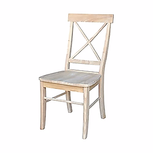 International Concepts Pair of X-Back Dining Chairs, Unfinished Wood