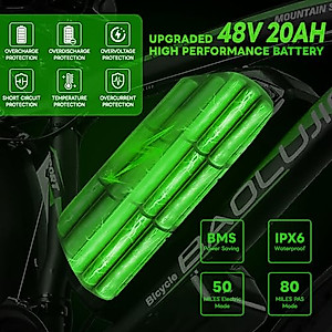 COJMOYOV 2000W Electric Bike with 20Ah Removable Battery 26"×4" Fat Tire Ebike for Adults 35MPH 65Miles Electric Bicycles with Shi-Mano 21 Speed,Lockable Front Suspension,Hydraulic Disc Brake Green