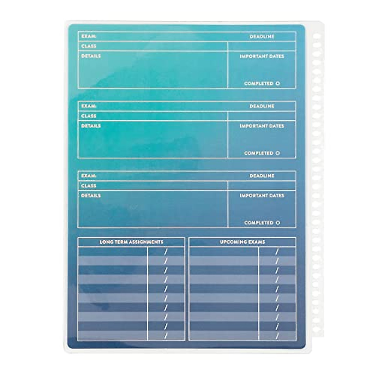 7" x 9" Snap-in Dashboard - Wet Erase, Reusable, Double Sided Surface for Tracking Projects and Exams Version 2. Fits 7" x 9" or 8.5" x 11" Planners and Notebooks by Erin Condren
