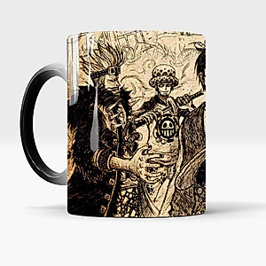 Funcious One Piece Luffy Color Changing Heat-Sensitive Reactive Ceramic Coffee Mug One Piece Anime Mug Hand Drawing