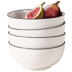 Wareland Soup Bowls, 28 Ounce Cereal Bowls, 6 Inch Ceramic Bowls Set Of 4, White Bowls For Salad Pasta Rice Oatmeal Pho, Ramen Bowl For Noodle, Bowls For Kitchen, Dishwasher Oven Microwave Safe Bowls