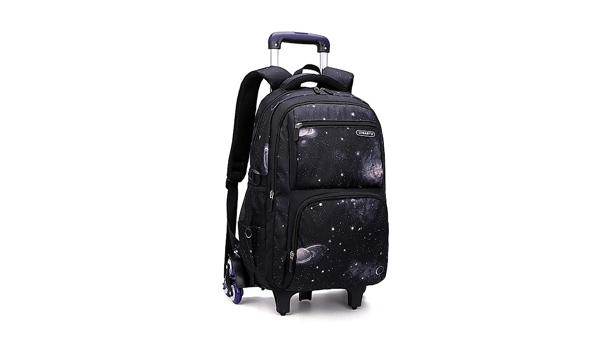 Galaxy-Print Rolling Backpack for Boys - Stylish & Functional