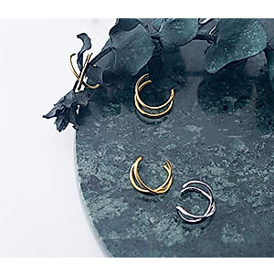 Minimalist 4 PCS S925 Sterling Silver Criss Cross Ear Cuff No Pierce Ear Cuff Sets Double Simple Lines Ear Cuff Fake Cartilage Earring Helix Piercing（4PCS）