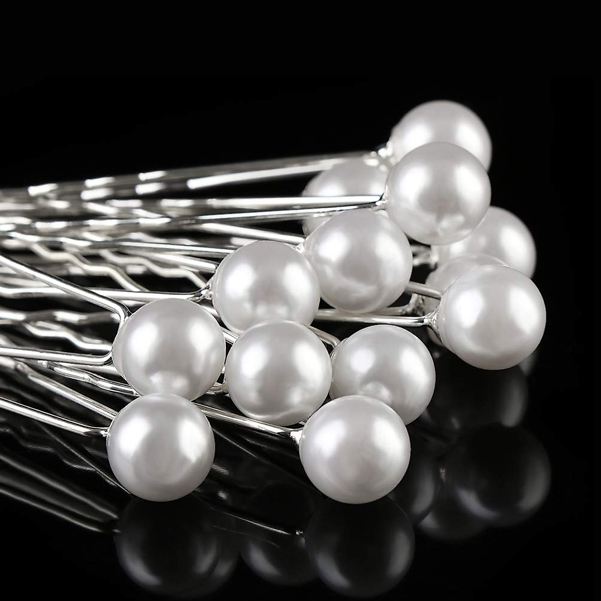 KINGMAS 50 Pack Wedding Pearl Hair Pins, Bridal Hair Pins U Shape Hair Accessories Barrette for Bride Bridesmaid Women Girls (White)