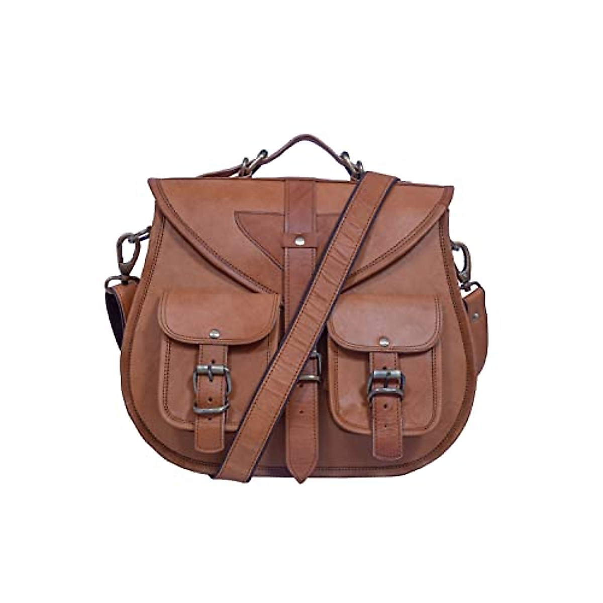 JINALEXIA LEATHER Real Leather Purses for Women Crossbody Bag Designer Handbags Shoulder Purse Satchel Bags for Women Cute Vintage Saddle Crossover, Brown