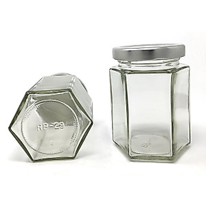 6 oz Hexagon Glass Jar with Silver Metal Lid 12-Pack by Packaging For You