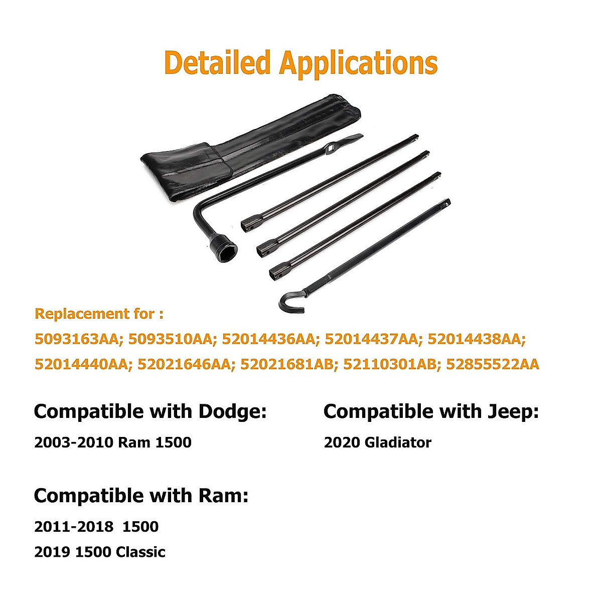 Dr.Roc Compatible with Spare Tire Tool Kit with Spare Tire Jack Handle and Wheel Lug Wrench 2003-2018 Dodge Ram 1500 and 2019 Ram 1500 Classic