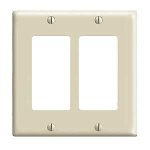 Leviton 80409-NI 2-Gang Decora/GFCI Device Wallplate, Standard Size, Ivory, 1 Count (Pack of 1)