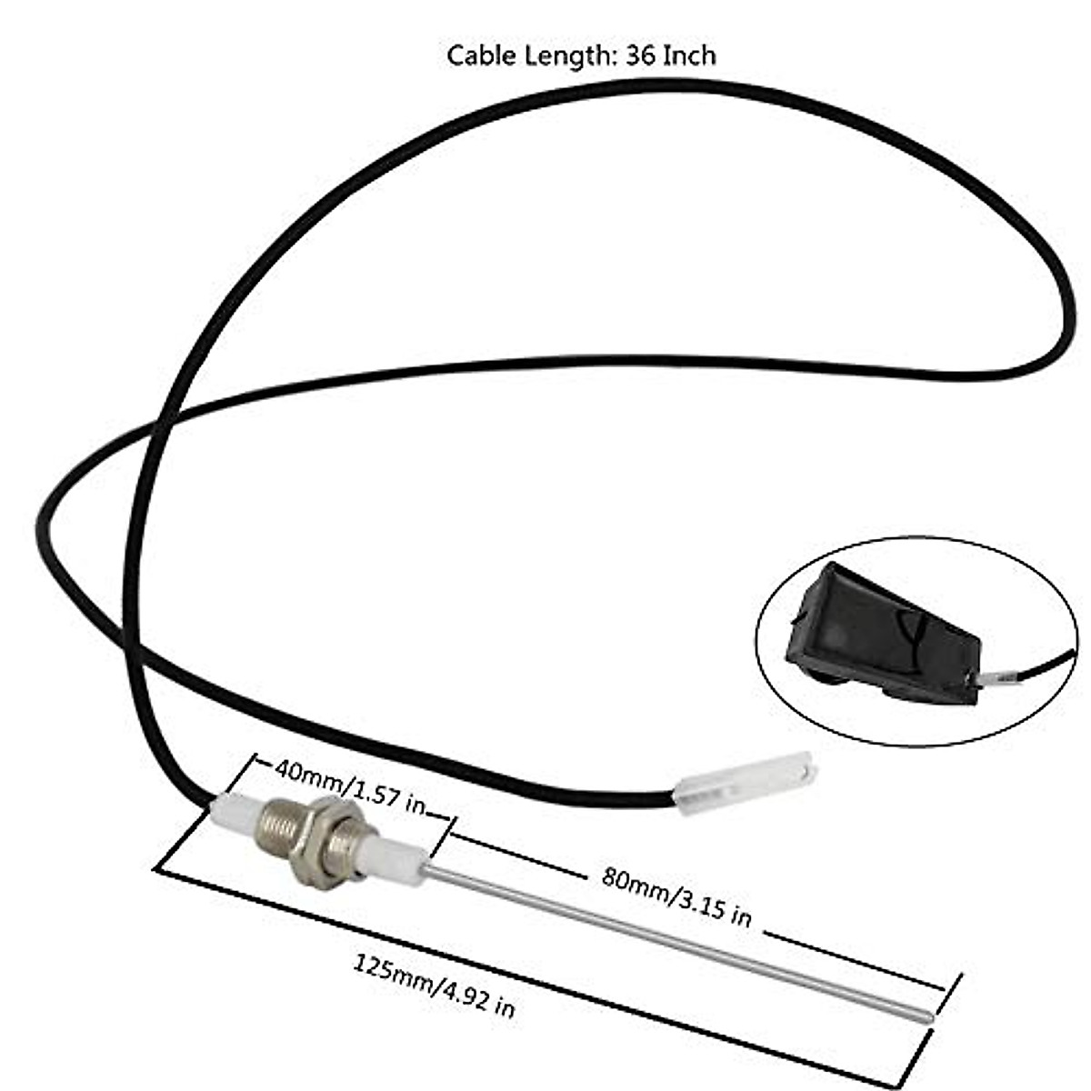 MCAMPAS Set of 4 PCS Spark Igniter with M10x1 Threaded Universal Ceramic Electrode Ignition Plug Wire 36", Fit for Gas Fireplace & Oven & Heater & Kitchen Igniter…