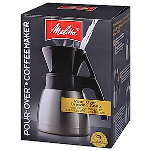 Melitta Pour-Over Coffee Brewer & Stainless Steel Carafe Set with Coffee Filters, 42 Ounce Set
