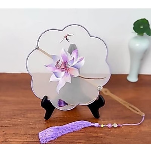 HangErFeng Silk Double-sided Hand made Embroidered Fans Classical Hanfu Accessories Chinese Fan Flower 33