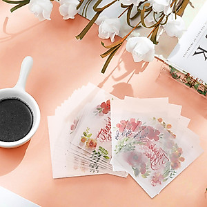 NUOMI 100Pcs Resealable Cellophane Bags Self Adhesive Cello Bags 'Thank You' Printed Poly Cookies Bags for Dessert, Party Treats, Bakery, Candle, Soap, 5.5"X6.7"