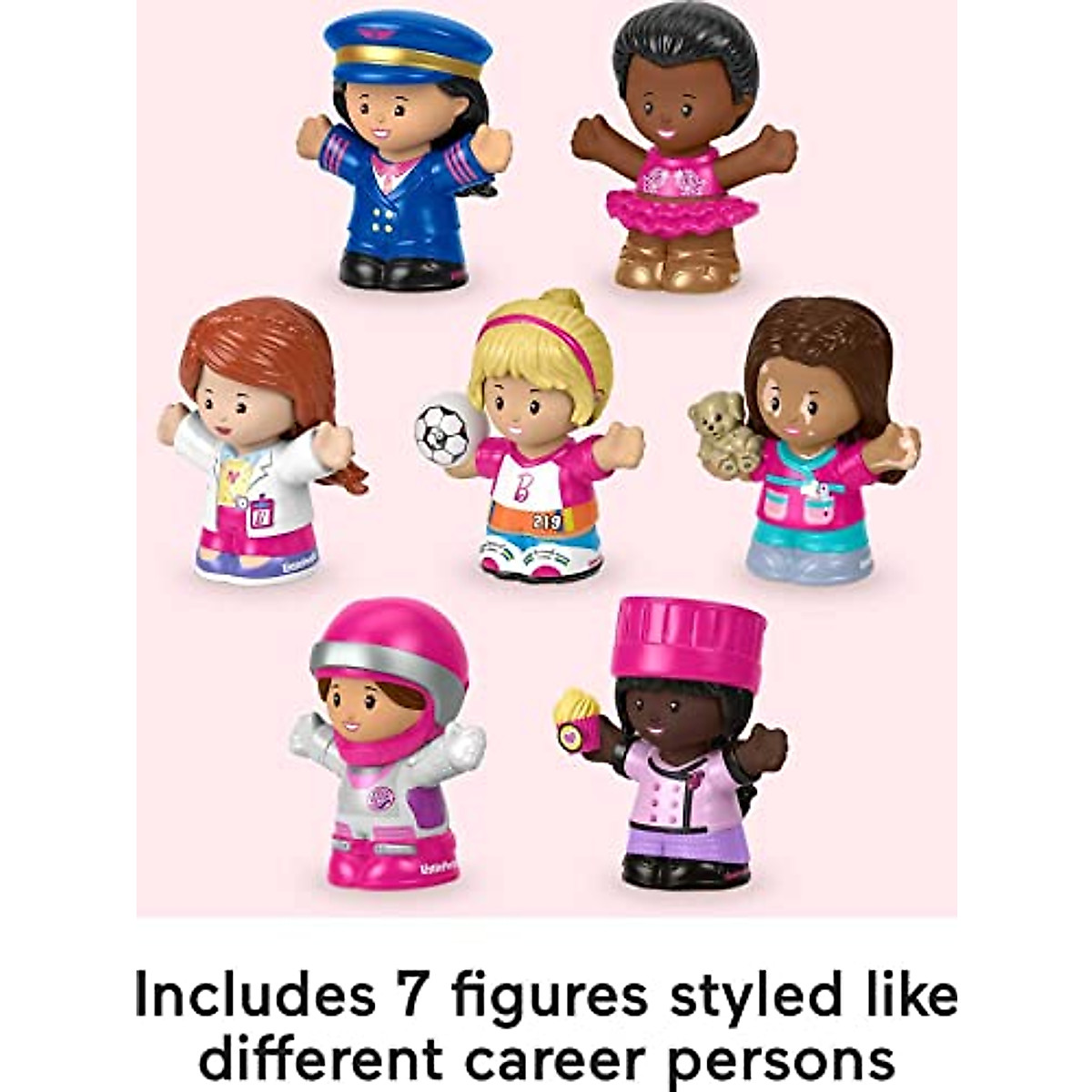 Fisher-Price Little People Barbie Toddler Toys, You Can Be Anything Figure Pack, 7 Characters for Pretend Play Ages 18+ Months