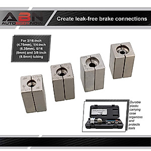 ABN Professional Brake Line Flaring Tool Kit, 45 Degrees - Single, Bubble, Double Flare Tool Kit for Steel, Copper Tube