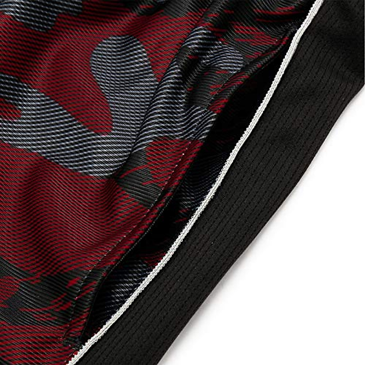 PRTCYPNT Men's 12'' Camo Basketball Shorts with Pockets Long Gym Athletic Shorts Running Drawstring Quick-Dry (Red/2, L)