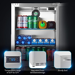 NUTRIFROST 24' Indoor Outdoor Beverage Refrigerator with 3 Removable Shelves, Built-in or Freestanding for Home Commercial 1 Door Design