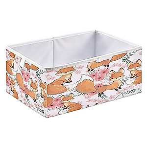 Kigai Cute Baby Fox Cube Storage Bins - 11x11x11 in Large Foldable Cubes Organizer Storage Basket for Home Office, Nursery, Shelf, Closet