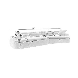 Yoglad Curved Modular Sectional Couch with 4 Pillows, Comfy Floor Sectional Sofa,Free Combination Deep Seat Furniture Sets for Living Room Bedroom Apartment (Light Gray)