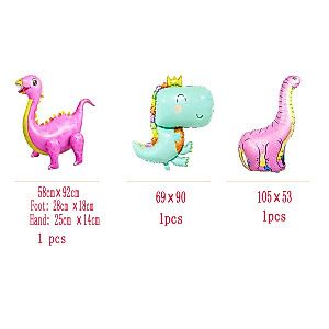 Pink Three Dino Rex Birthday Party Decorations Dinosaur 3rd Birthday Décorations Three inspired Rex Birthday Party Supplies include balloon backdrop knive fork spoon plate napkin cup tablecloth
