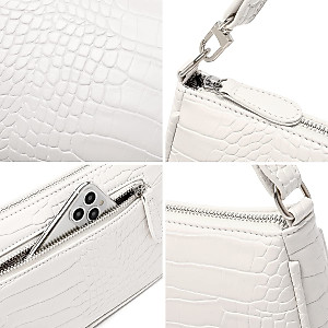 Shoulder Bags for Women Small Y2K White Purse Tote Handbag Clutch 90s Retro Classic